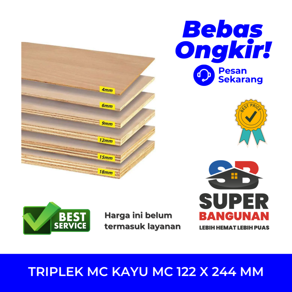 Triplek Meranti (MC) Semua Ukuran - Super Bangunan #1 Bogor