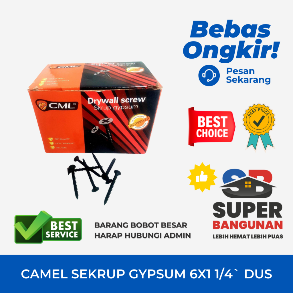 CAMEL SEKRUP GYPSUM 6X1 1/4` DUS - Super Bangunan